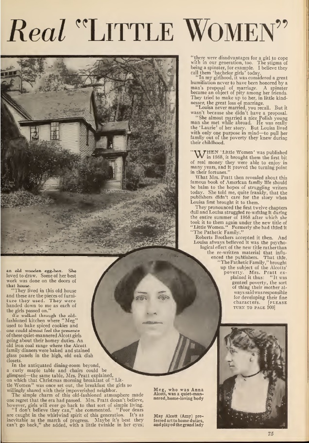 1934 article in Photoplay Magazine provides description of Alcott girls ...